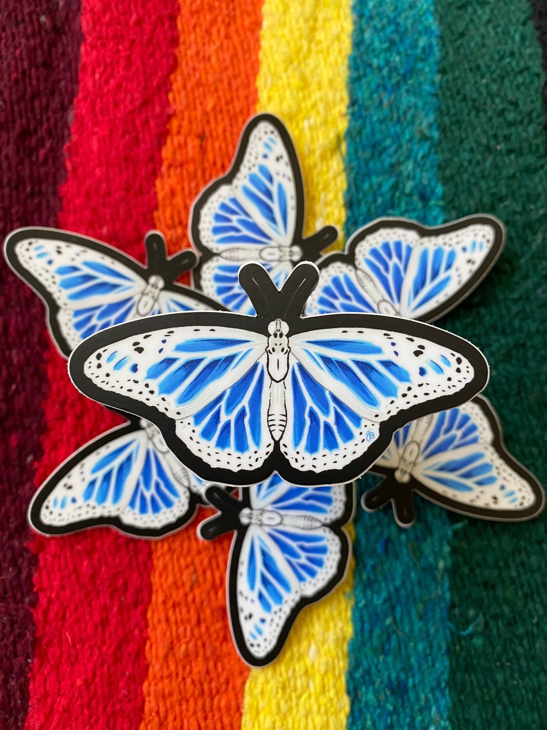 Mini Blue Butterfly Matte Sticker, Cute Mariposa Azul, Butterfly Decal ...