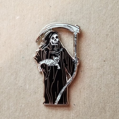 Cat Grim Reaper Enamel Pin Grim Reaper Holding Scythe Cat - Etsy