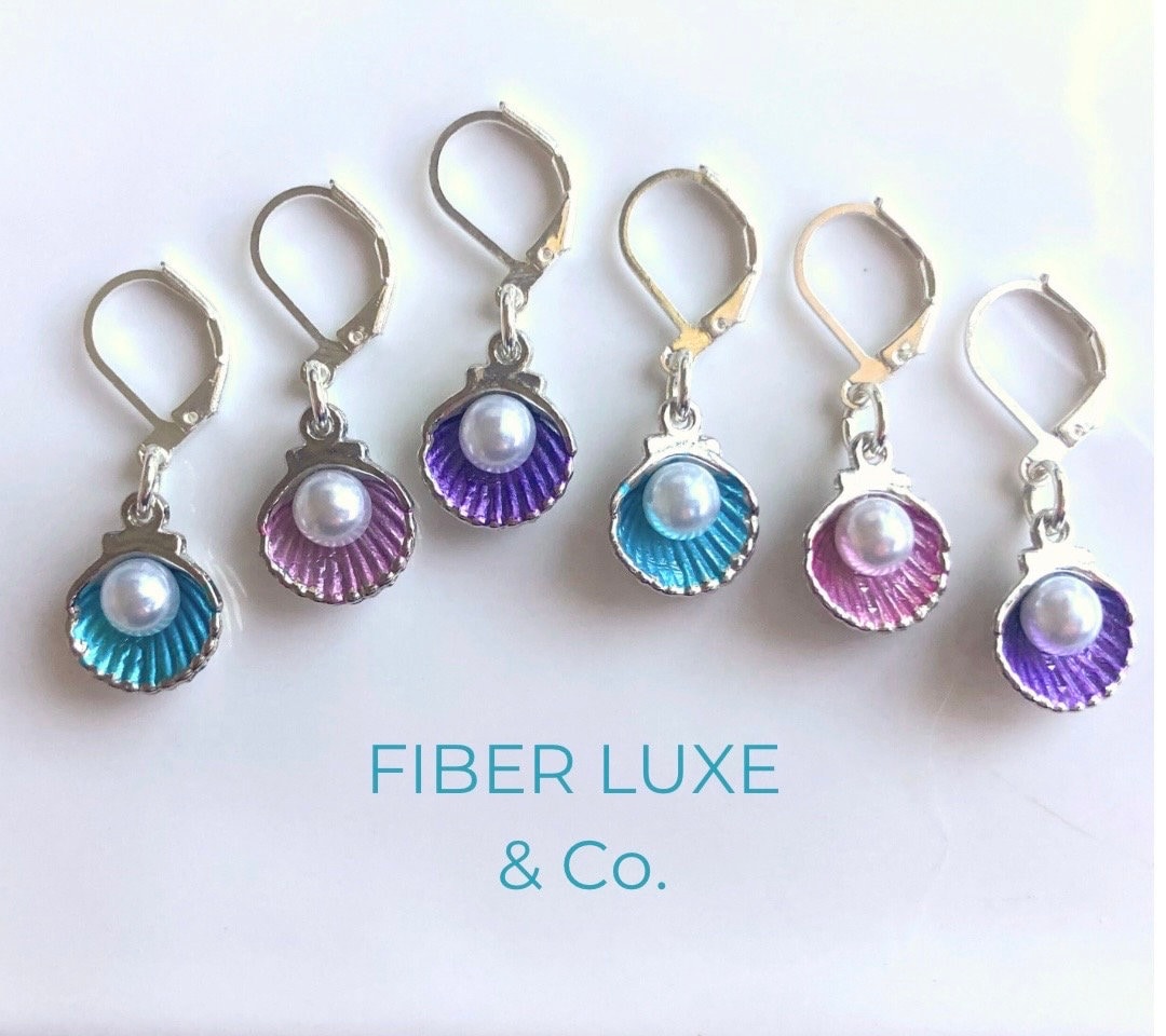 6 Pearl Shell Stitch Marker Set • Stitchmarkers/progress Keepers ...