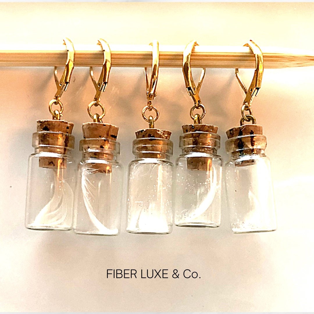 Angel Wings - Mini Removable Cork Bottle Stitch Markers, Stitch Holders ...