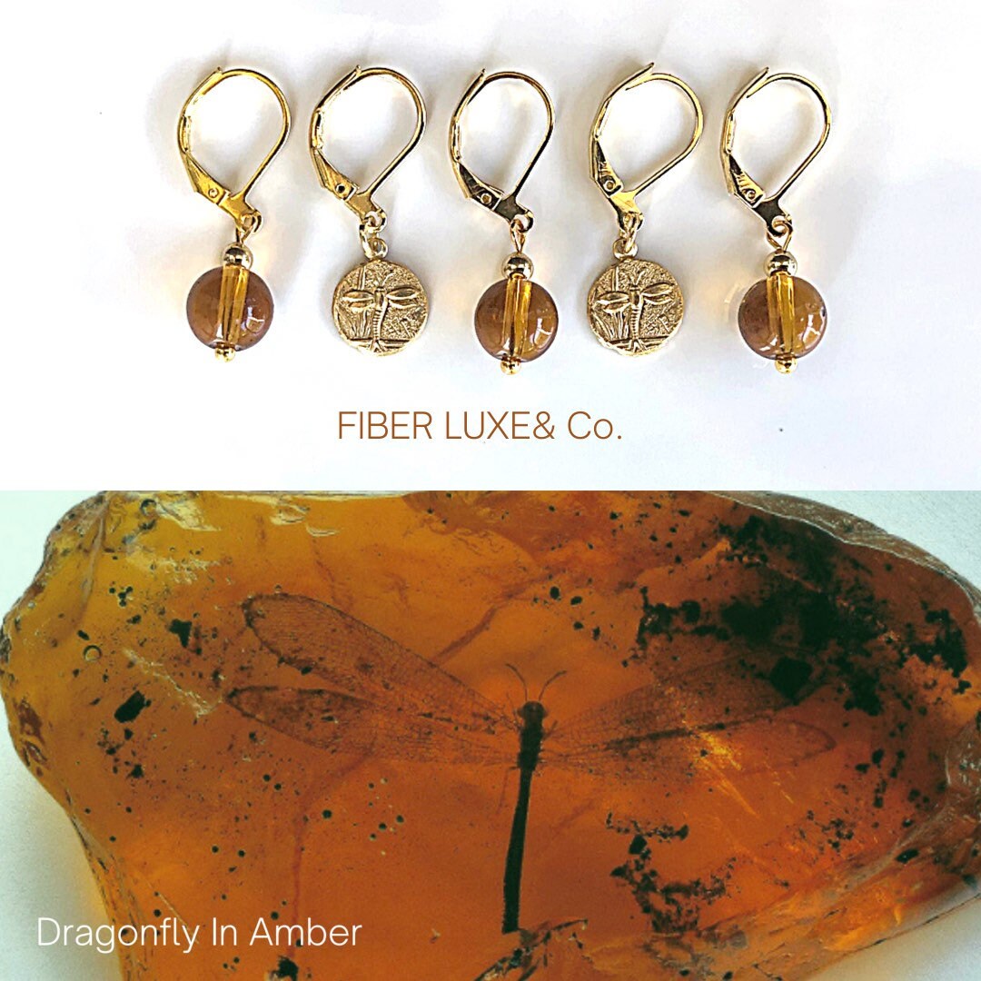 Dragonfly in Amber Collection Set of 5 Amber Gemstone & - Etsy