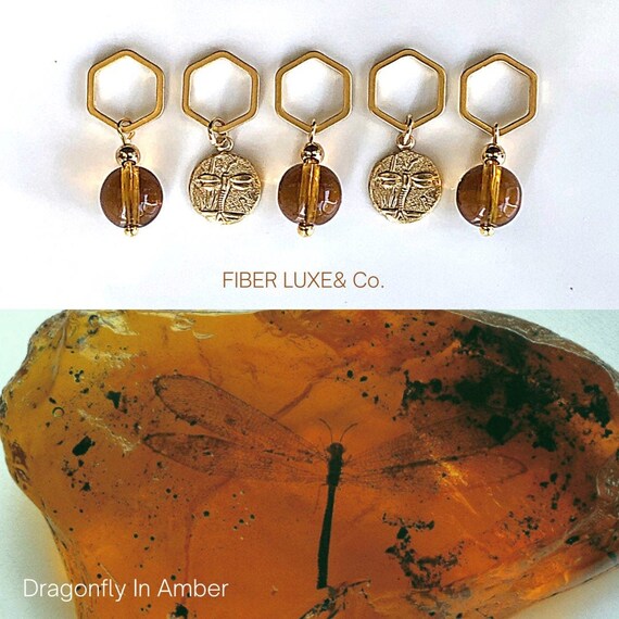 Dragonfly in Amber Collection Set of 5 Amber Gemstone & - Etsy