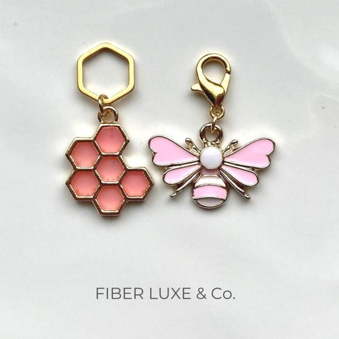 Blushing Bee Progress Keeper and Stitch Marker • Removable Stitchmarker ...