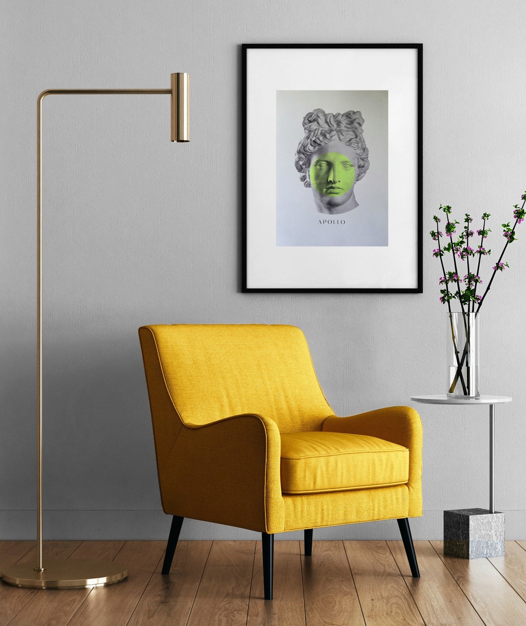 Antique God "apollo" Handmade Silkscreen (berlin), Neon Yellow ...