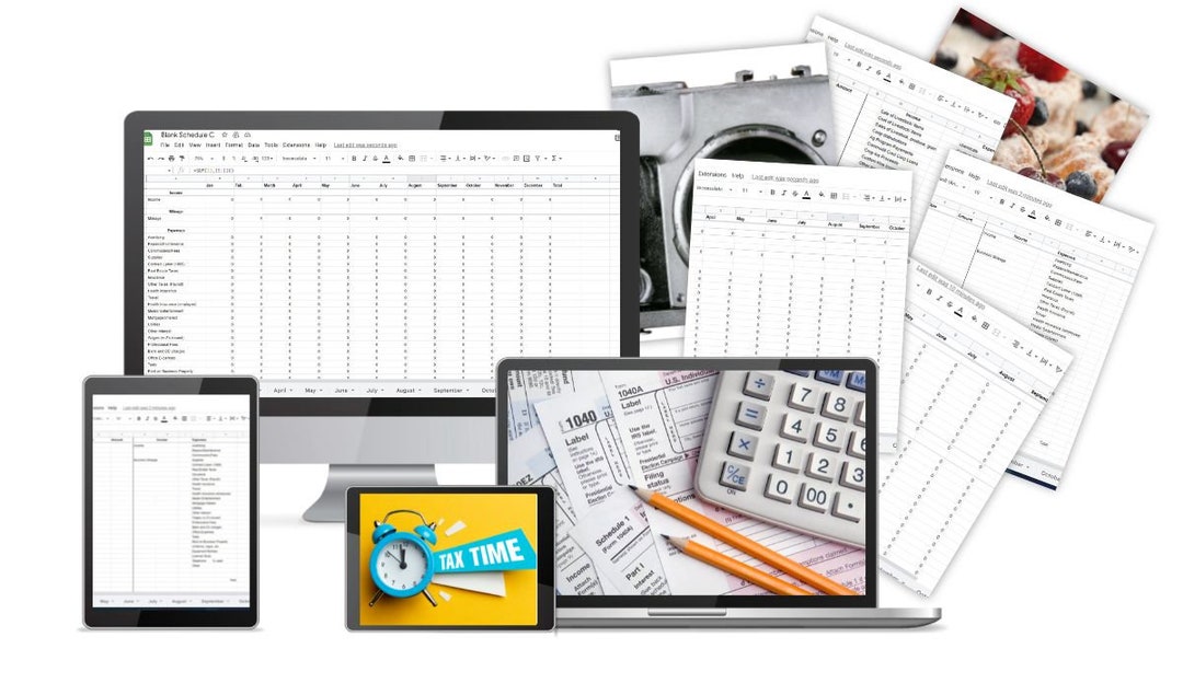 Schedule C- Business Expense Spreadsheet- Profit and Loss Sheet- Small ...