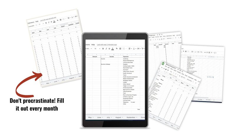 Schedule C- Business Expense Spreadsheet- Profit and Loss Sheet- Small ...