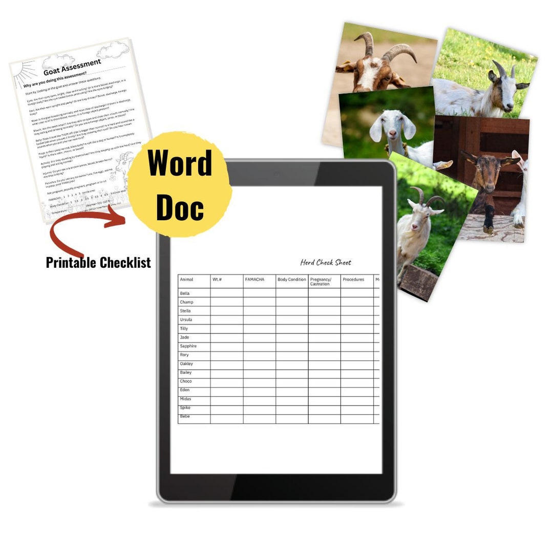 Herd Check Sheet- Field Check Sheet- Goat Health Sheet- Quick Herd ...