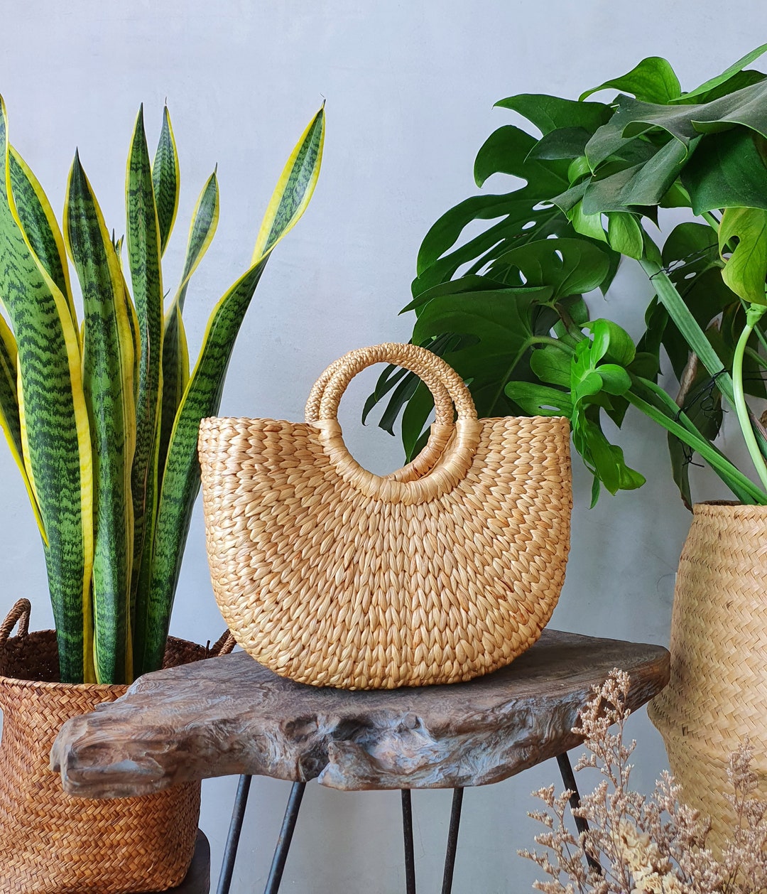 Summer Handwoven Straw Bag in Size Small Made With 100% Natural ...