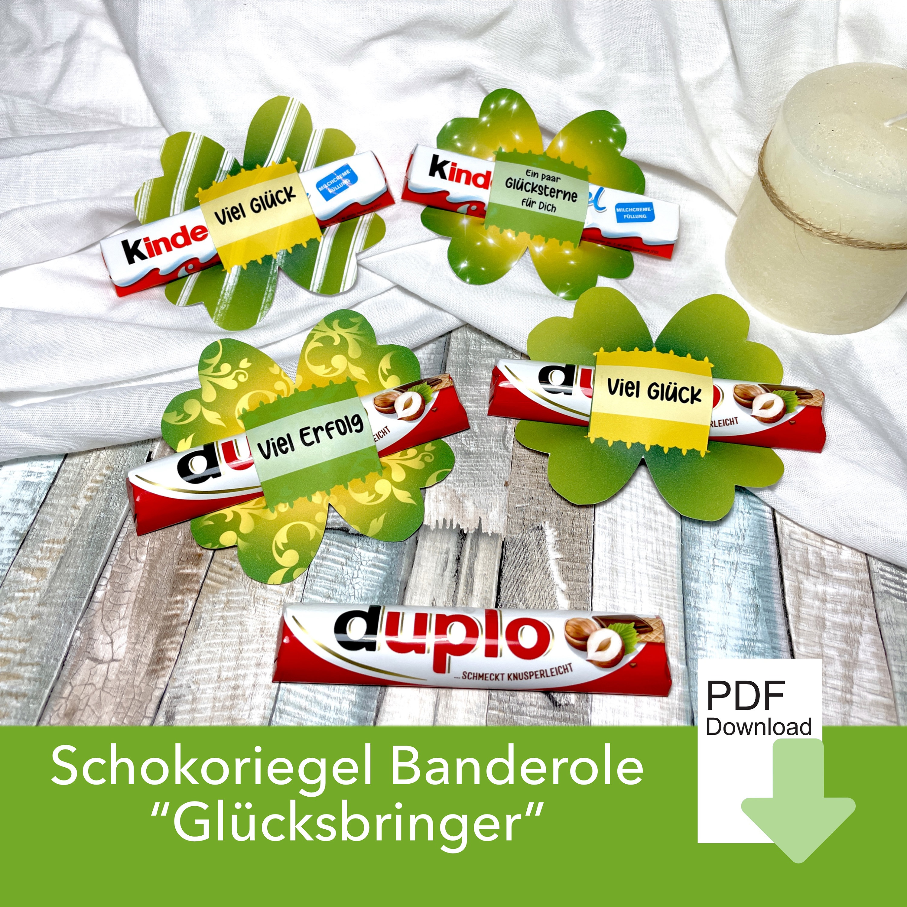 4 Cloverleaf Duplo Packaging Banderoles, Chocolate, Good Luck Gift ...