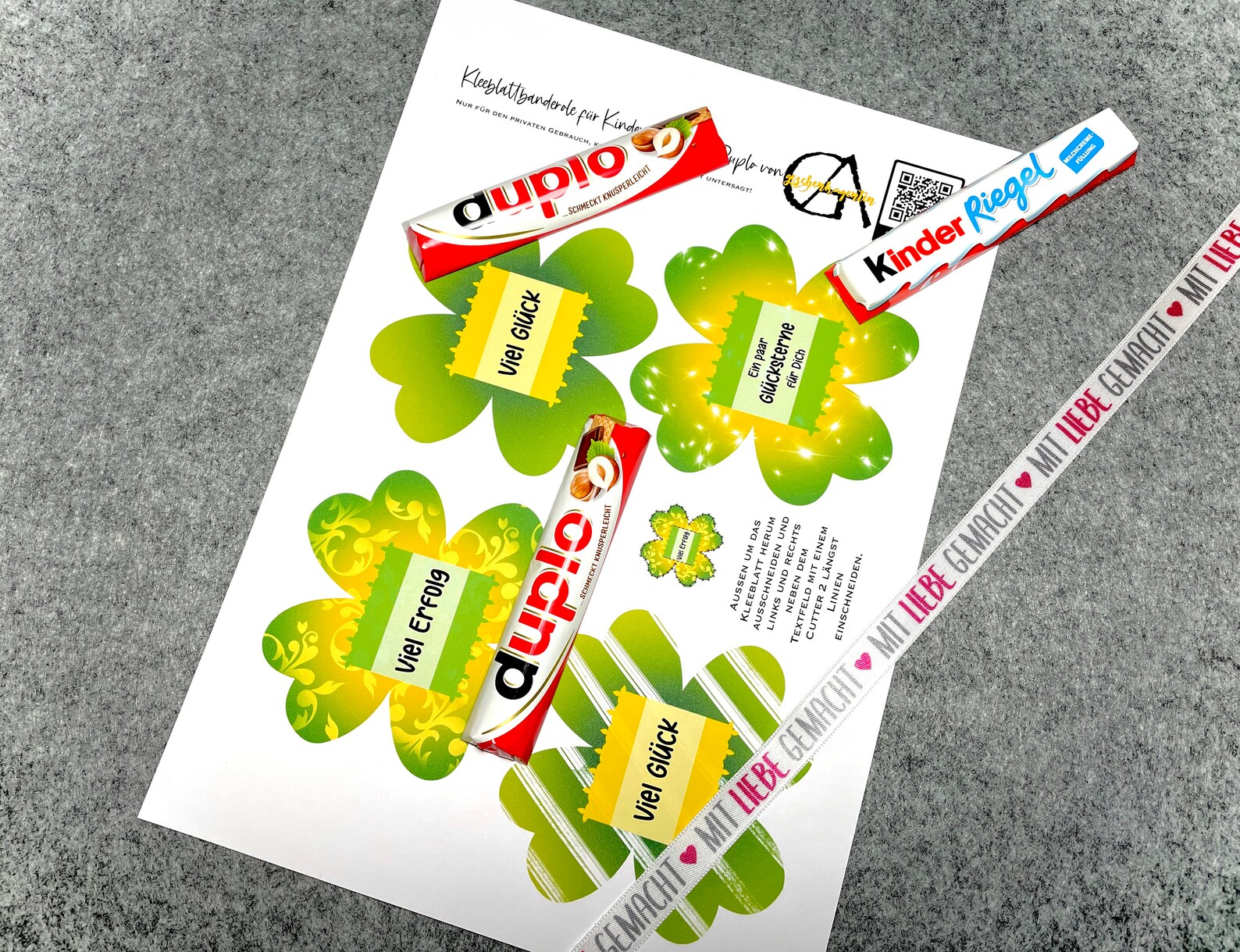 4 Cloverleaf Duplo Packaging Banderoles, Chocolate, Good Luck Gift ...