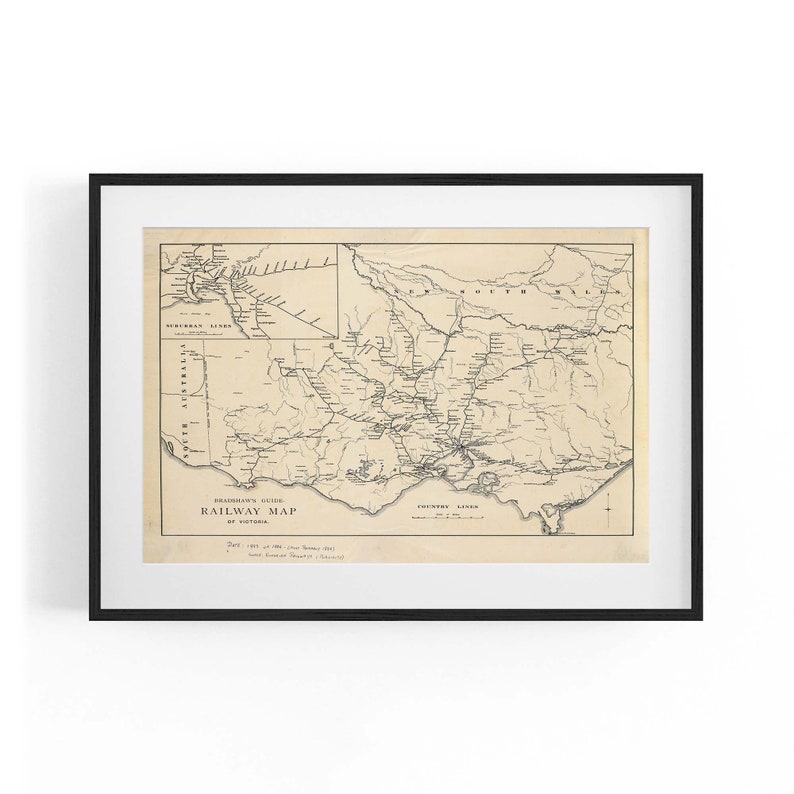 Vintage Railway Map of Victoria 1884 Wall Art Print, Poster, Canvas ...