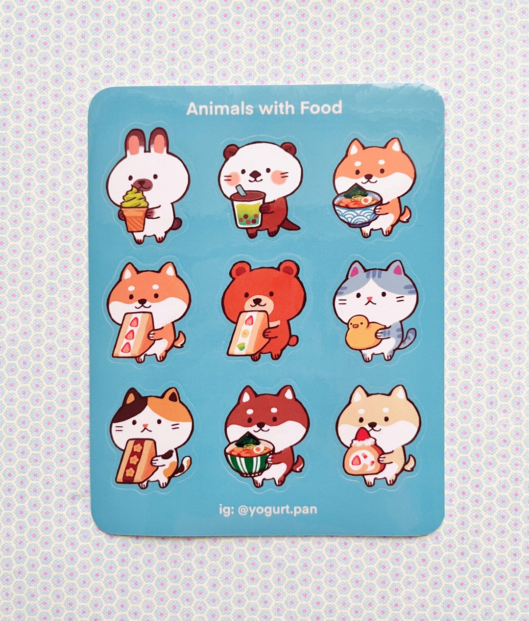 Animals With Food Sticker Sheet - Etsy