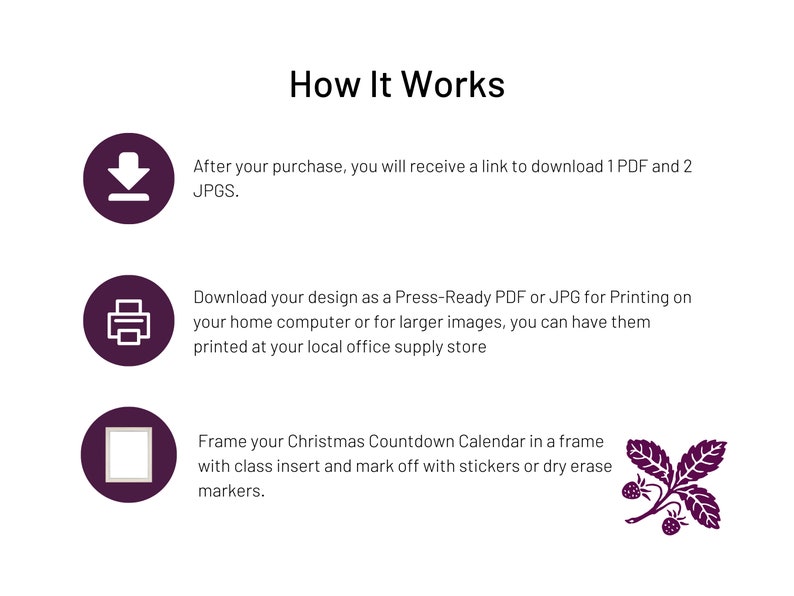 Printable Christmas Countdown Calendar Digital Download Christmas ...