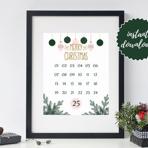 Printable Christmas Countdown Calendar Digital Download Christmas ...