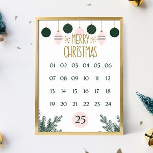 Printable Christmas Countdown Calendar Digital Download Christmas ...