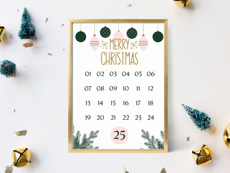 Printable Christmas Countdown Calendar Digital Download Christmas ...