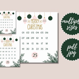 Printable Christmas Countdown Calendar Digital Download Christmas ...