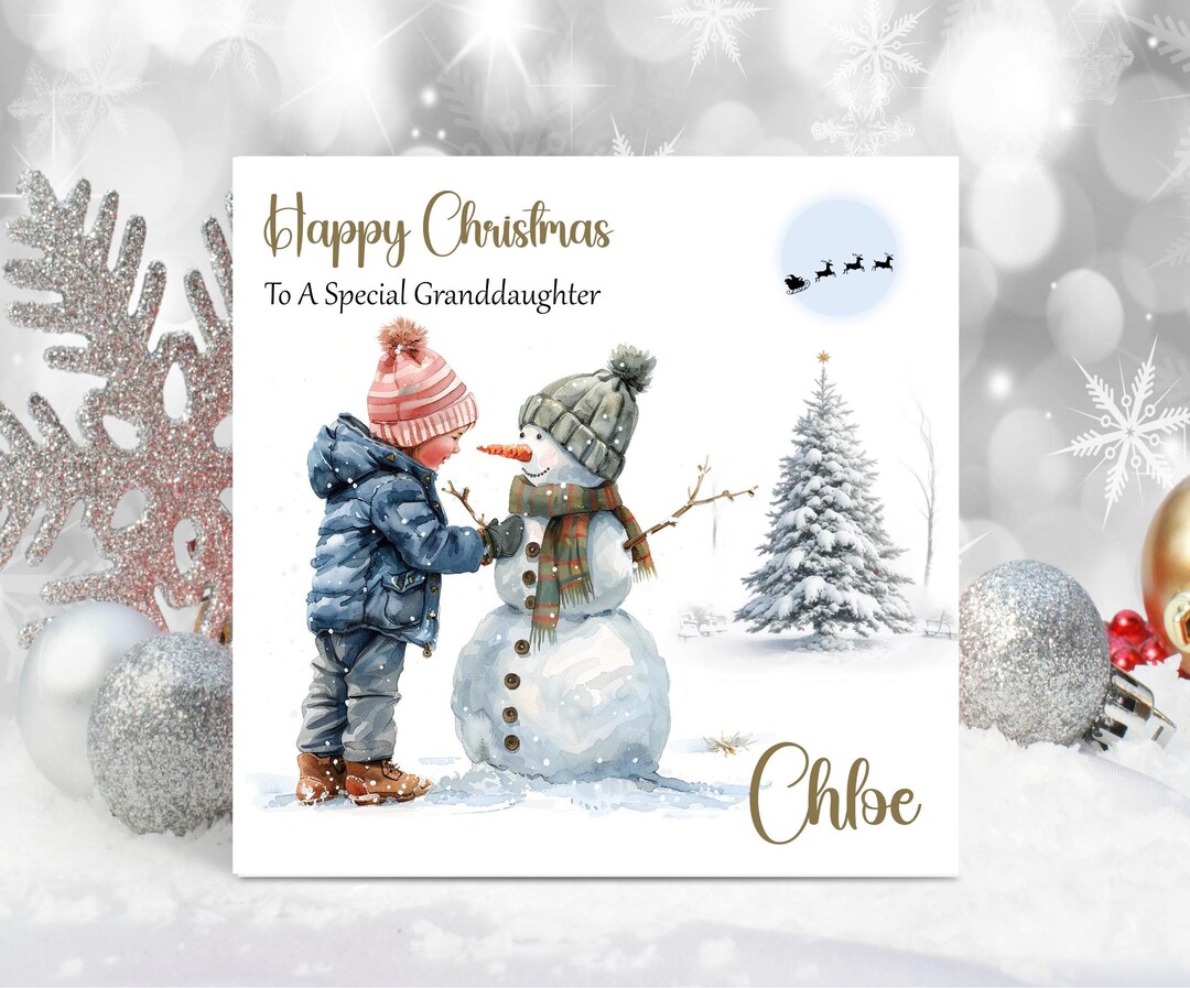 Childrens Christmas Card , Snowman Christmas Card, Girls Christmas Card ...