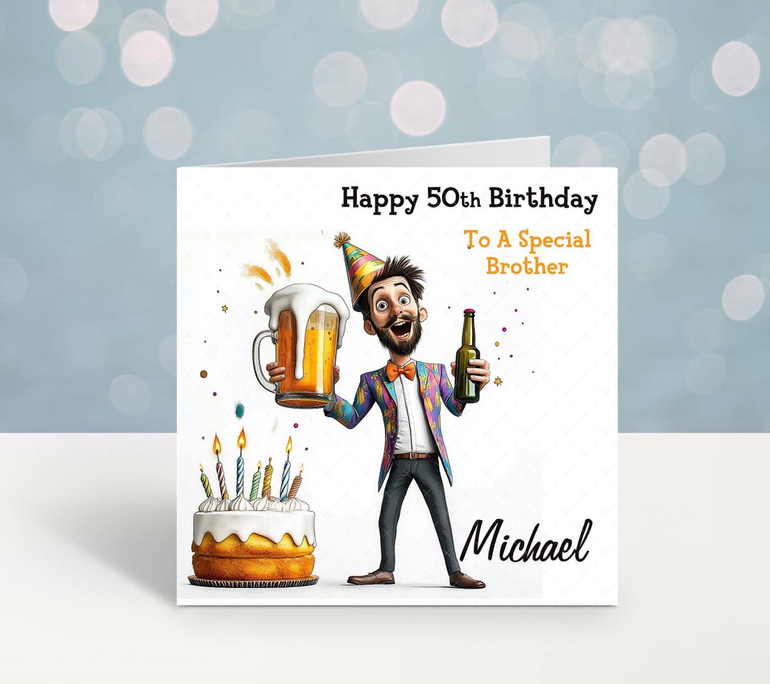 Men's Personalised Birthday Card, Mens Birthday Card, Mens Beer and ...