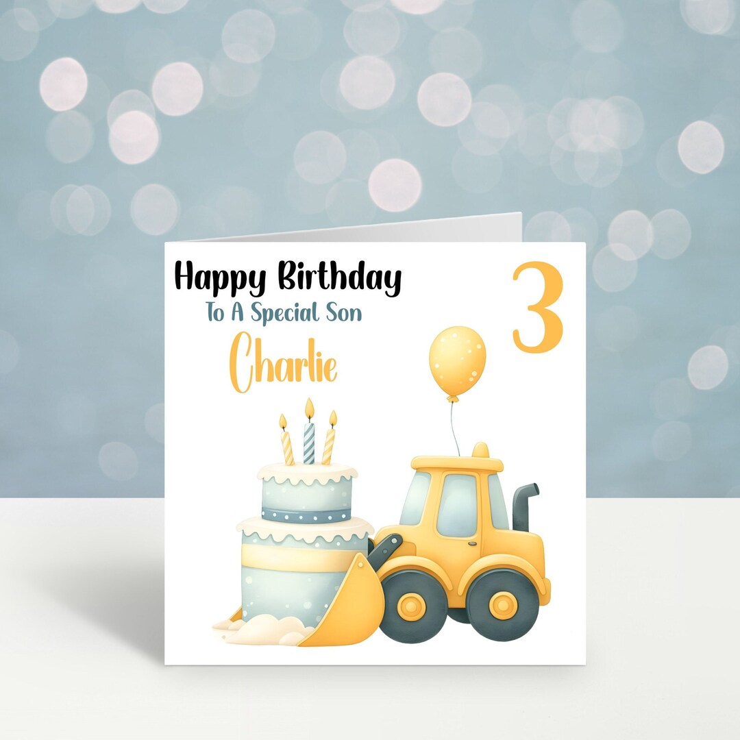 Personalized Bulldozer Birthday Card, Son's Construction Theme - Etsy UK