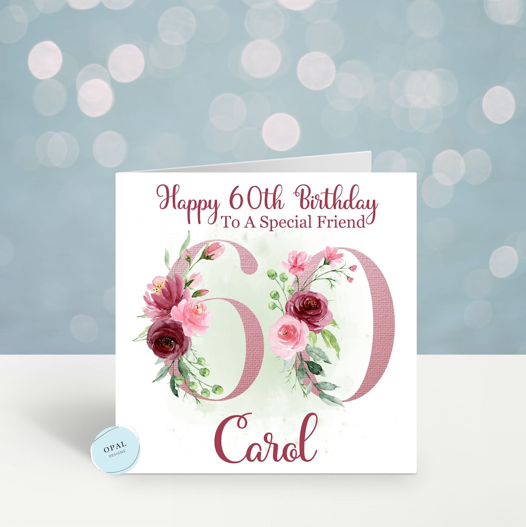 Personalised 60th Birthday Card Ladies Daughter Sister Mum Any Name Any ...