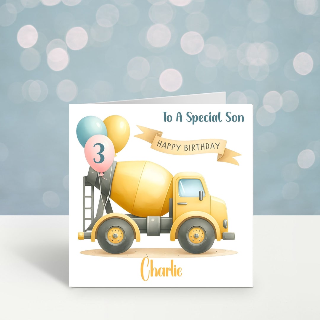 Personalised Birthday Card Son Boys Children's Childs Mixer Cement ...
