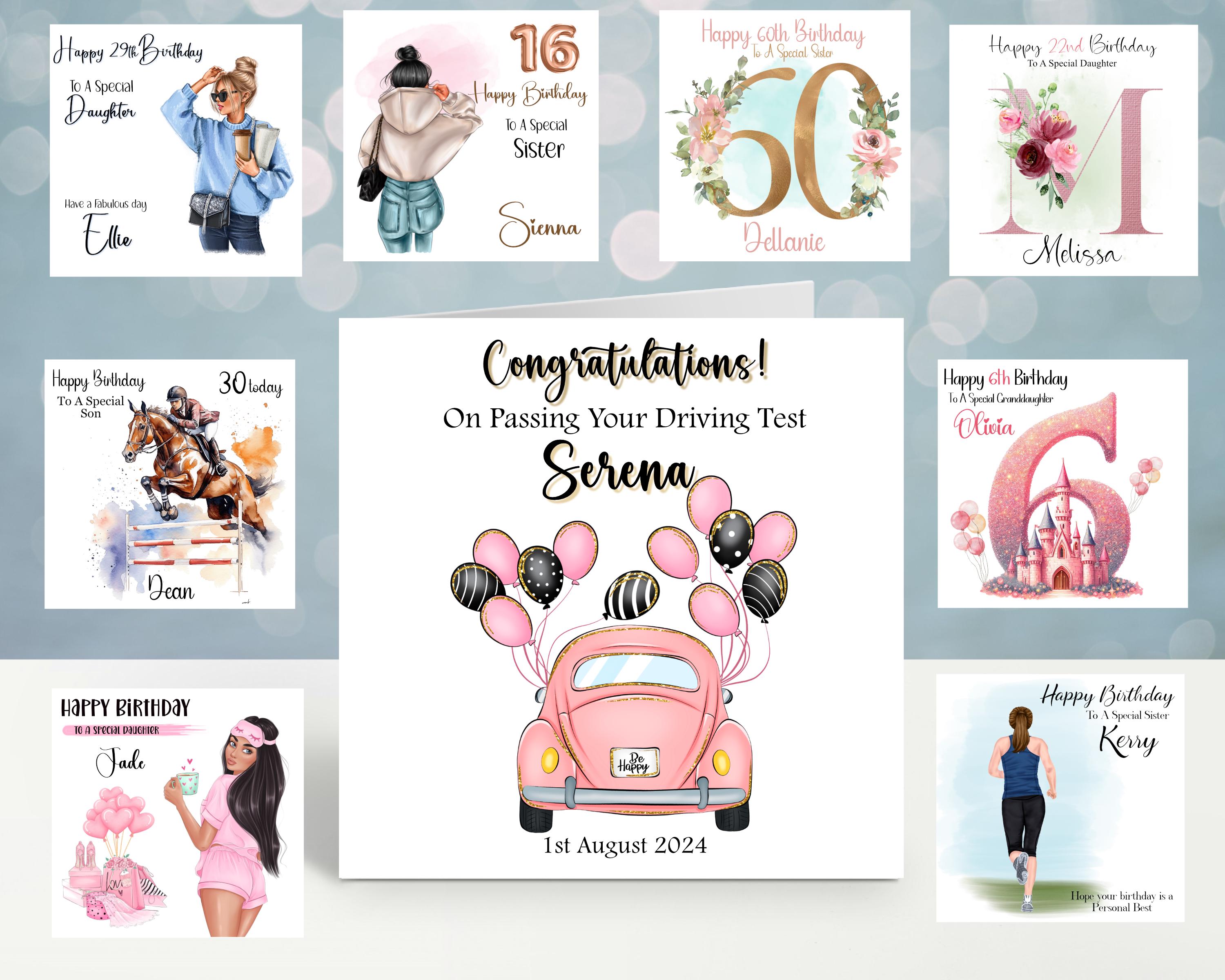 Passed Your Driving Test Personalised Card Pink Car Girls Daughter ...