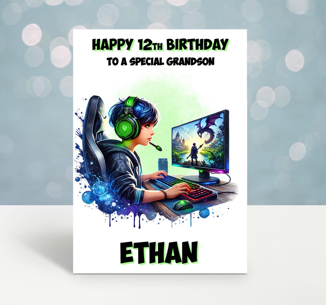 Personalised Gamer Birthday Card, Boy Handmade Gaming Card - Etsy UK