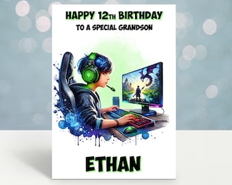 Personalised Gaming Birthday Card, Birthday Card for Boy, Girl, Son ...