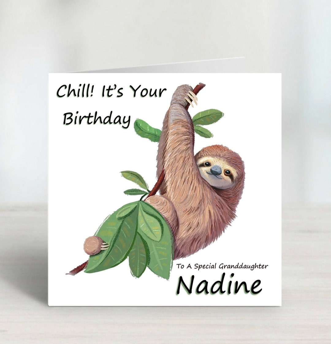 Personalised Birthday Card Sloth Daughter Sister Any Name Age Relation ...