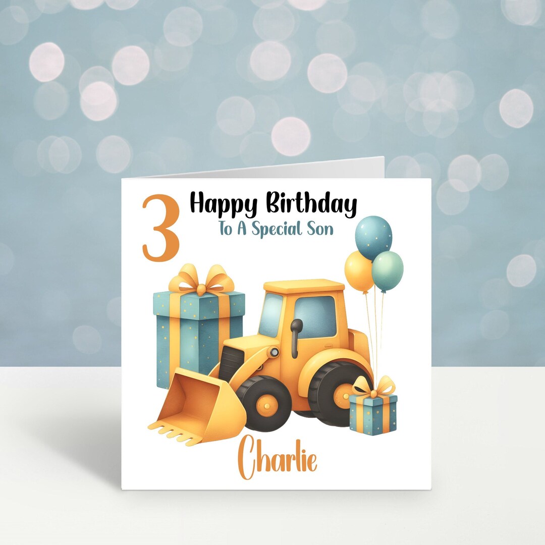 Personalized Birthday Card: Bulldozer Construction Theme - Etsy