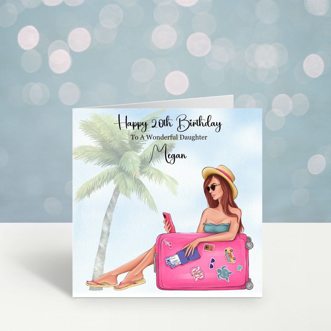Girls Personalised Birthday Card Ladies Daughter Sister Mum Aunty ...