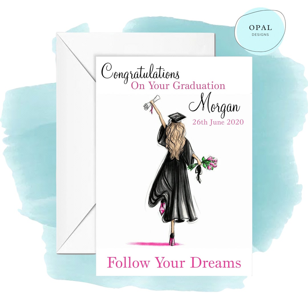 Girls Personalised Graduation Card Any Name Any Date Any University ...
