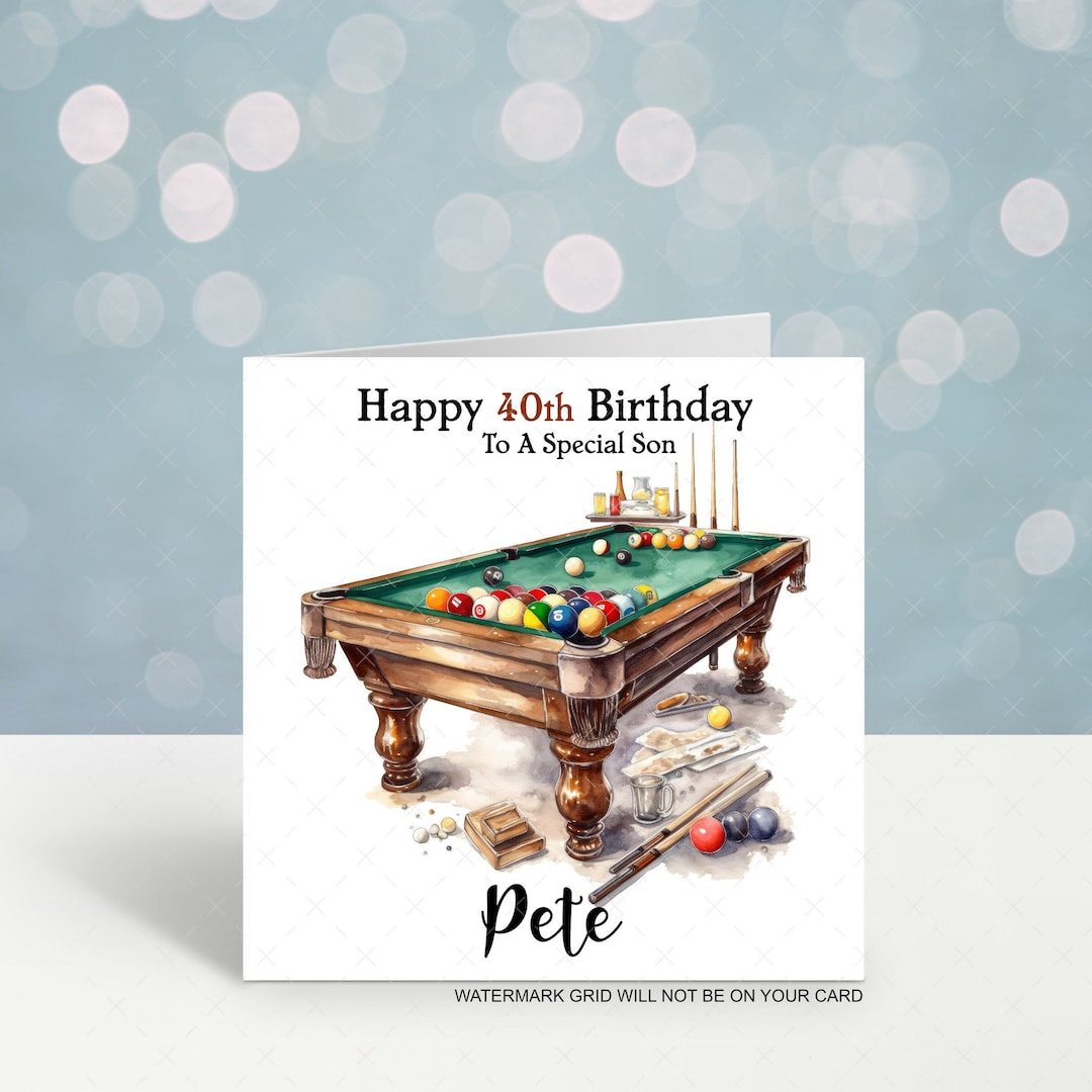 Personalised Birthday Card Mens Pool Billiards Snooker Card - Etsy