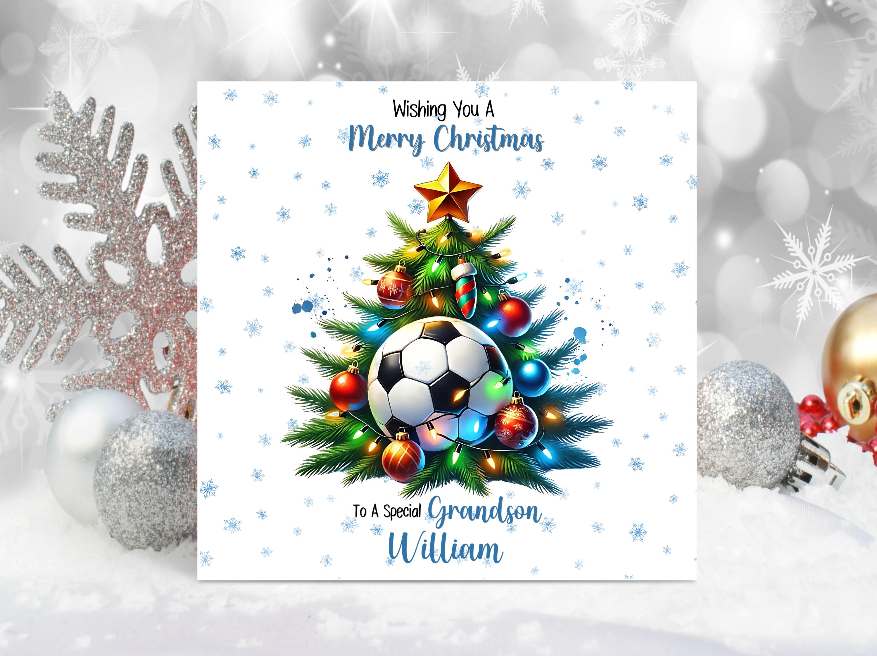 Personalised Christmas Card, Football Boys Son Grandson Nephew Friend ...