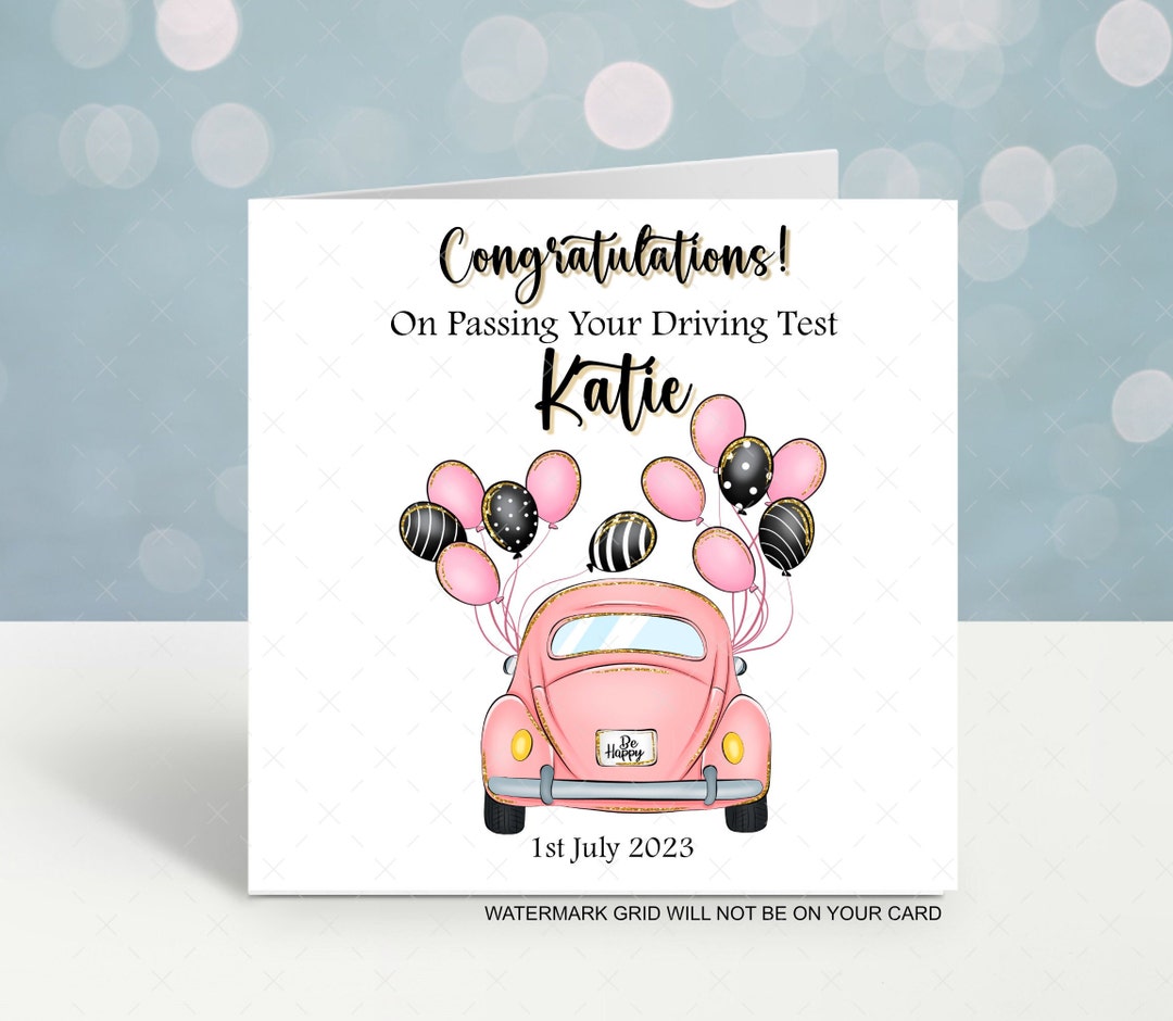 Passed Your Driving Test Personalised Card Pink Car Girls Daughter ...