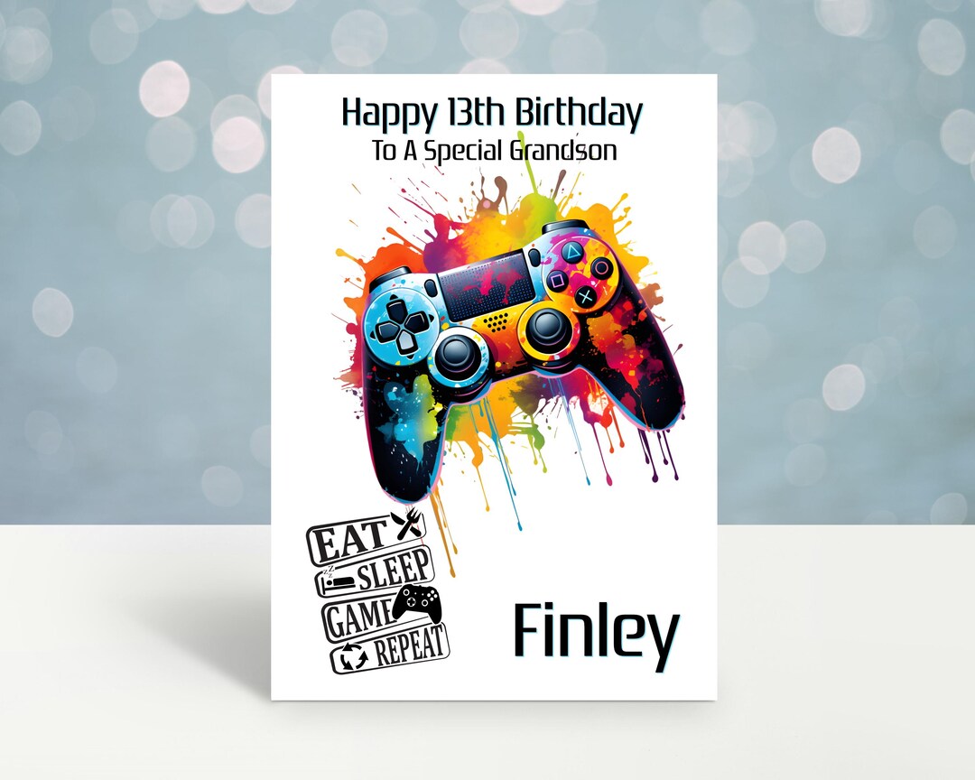 Personalised Gamer Birthday Card: Gaming Controller, Boys Birthday ...