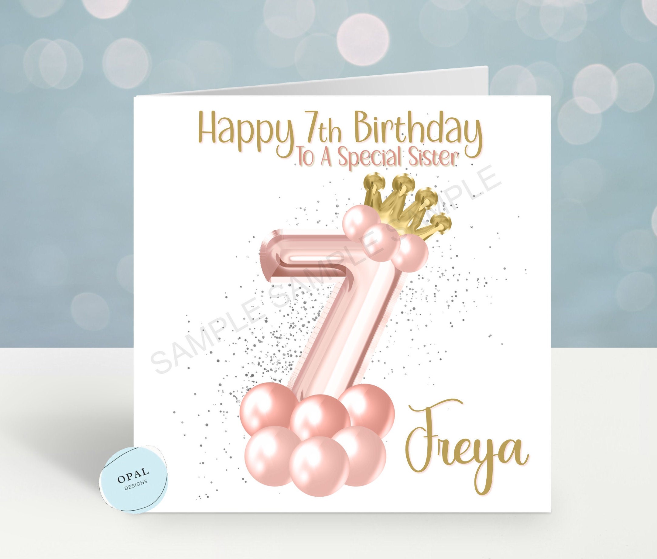Personalised 7th Birthday Card Girls Princess Balloon Daughter - Etsy UK