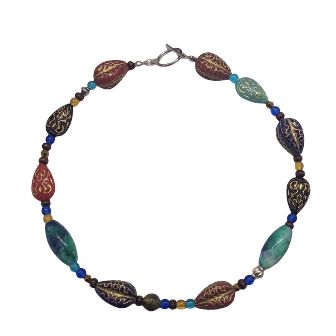 Boho Beaded Choker | Choker Necklace | 70s Necklace | Hippie Necklace ...