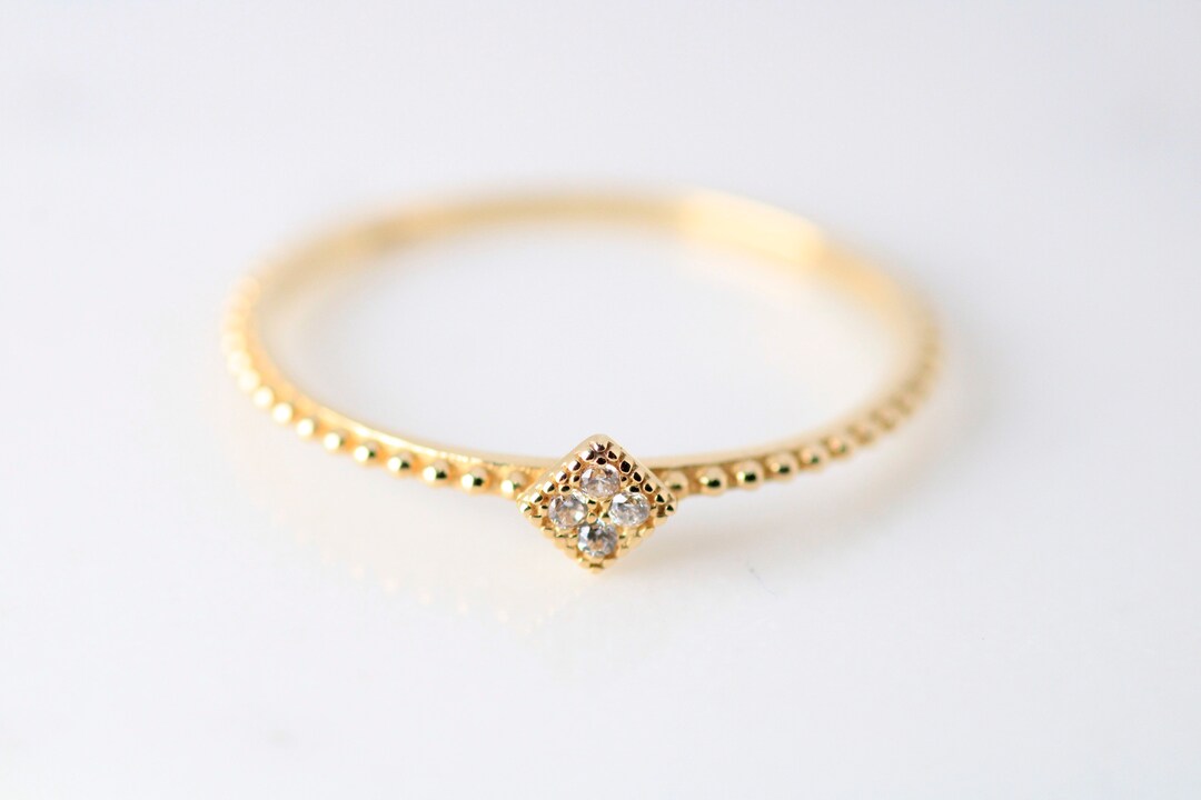 14K Solid Gold Ring, Stackable Ring, Minimalist Stacking Ring, Plain ...