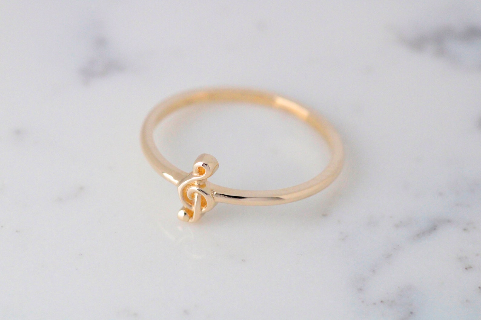 14K Solid Gold Treble Clef Ring, Gold Treble Clef Ring, Stacking Ring ...