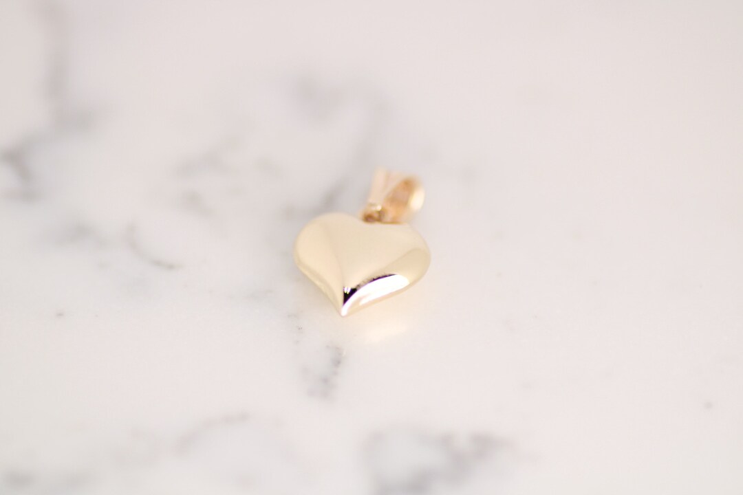 14K Solid Gold Heart Pendant, Solid Gold Pendant, Gold Heart, Bold ...
