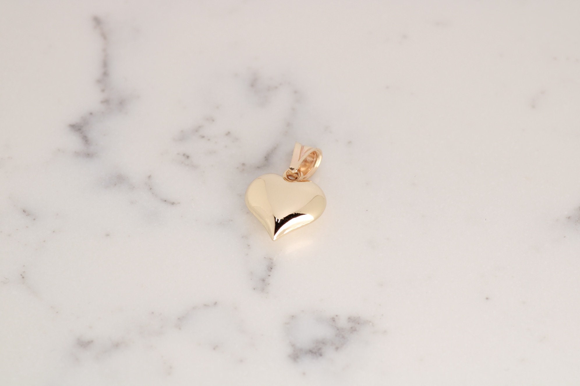 14K Solid Gold Heart Pendant, Solid Gold Pendant, Gold Heart, Bold ...
