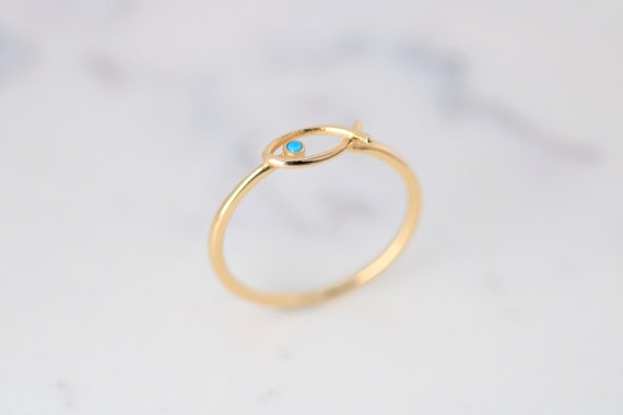 14K Solid Gold Fish Ring Stackable Ring Minimalist Ring - Etsy