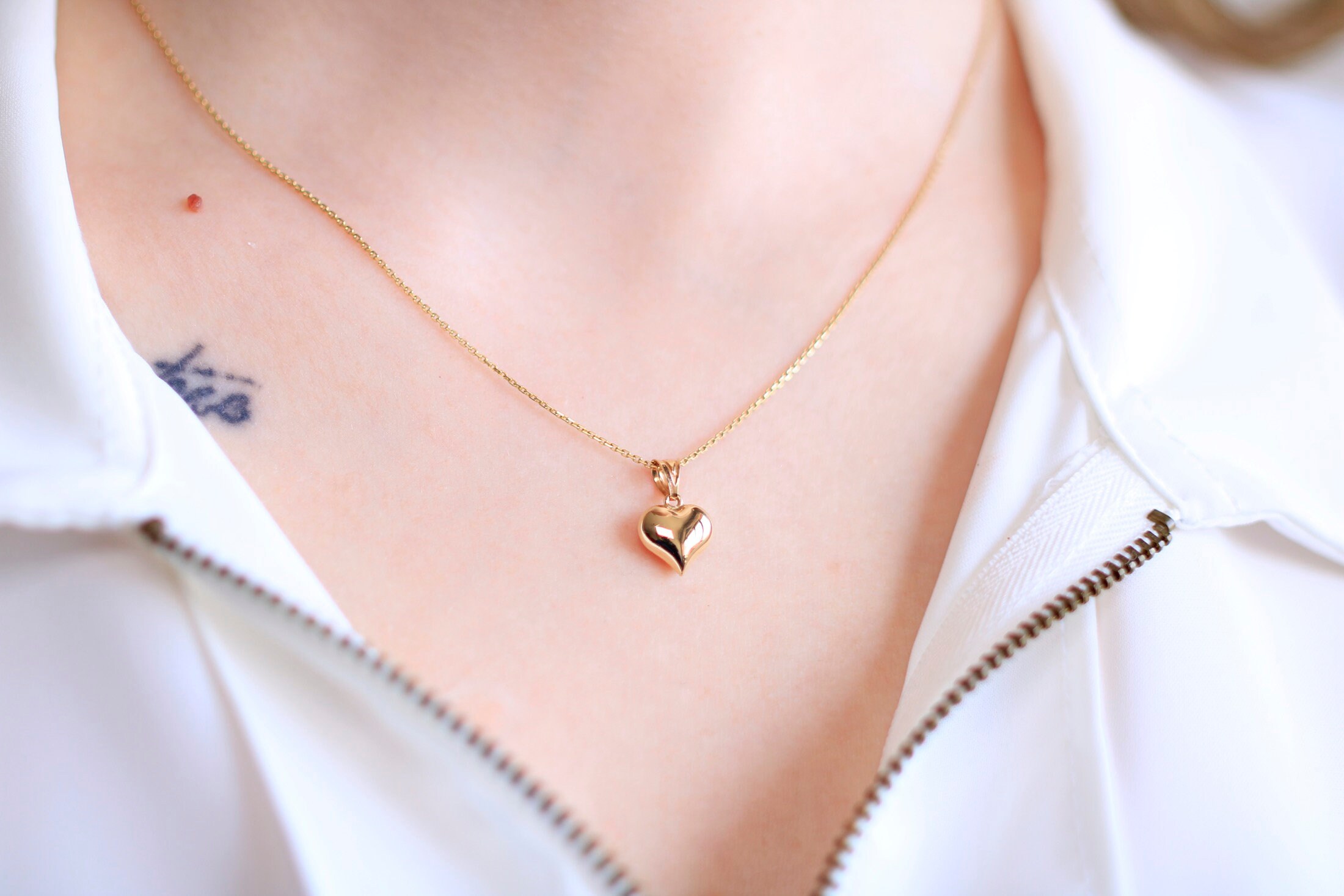 14K Solid Gold Heart Pendant, Solid Gold Pendant, Gold Heart, Bold ...