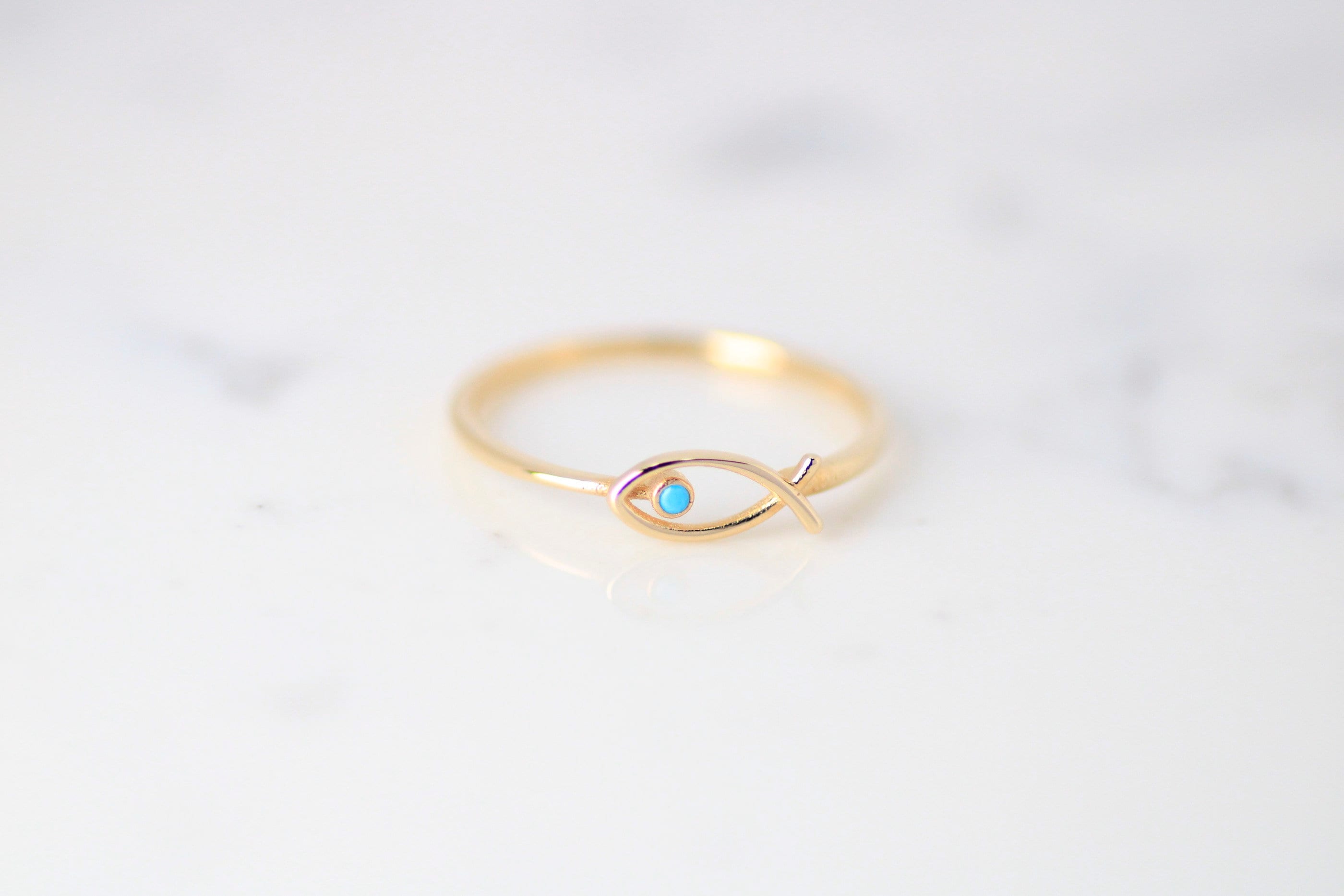 14K Solid Gold Fish Ring, Stackable Ring, Minimalist Ring, Fish Ring ...