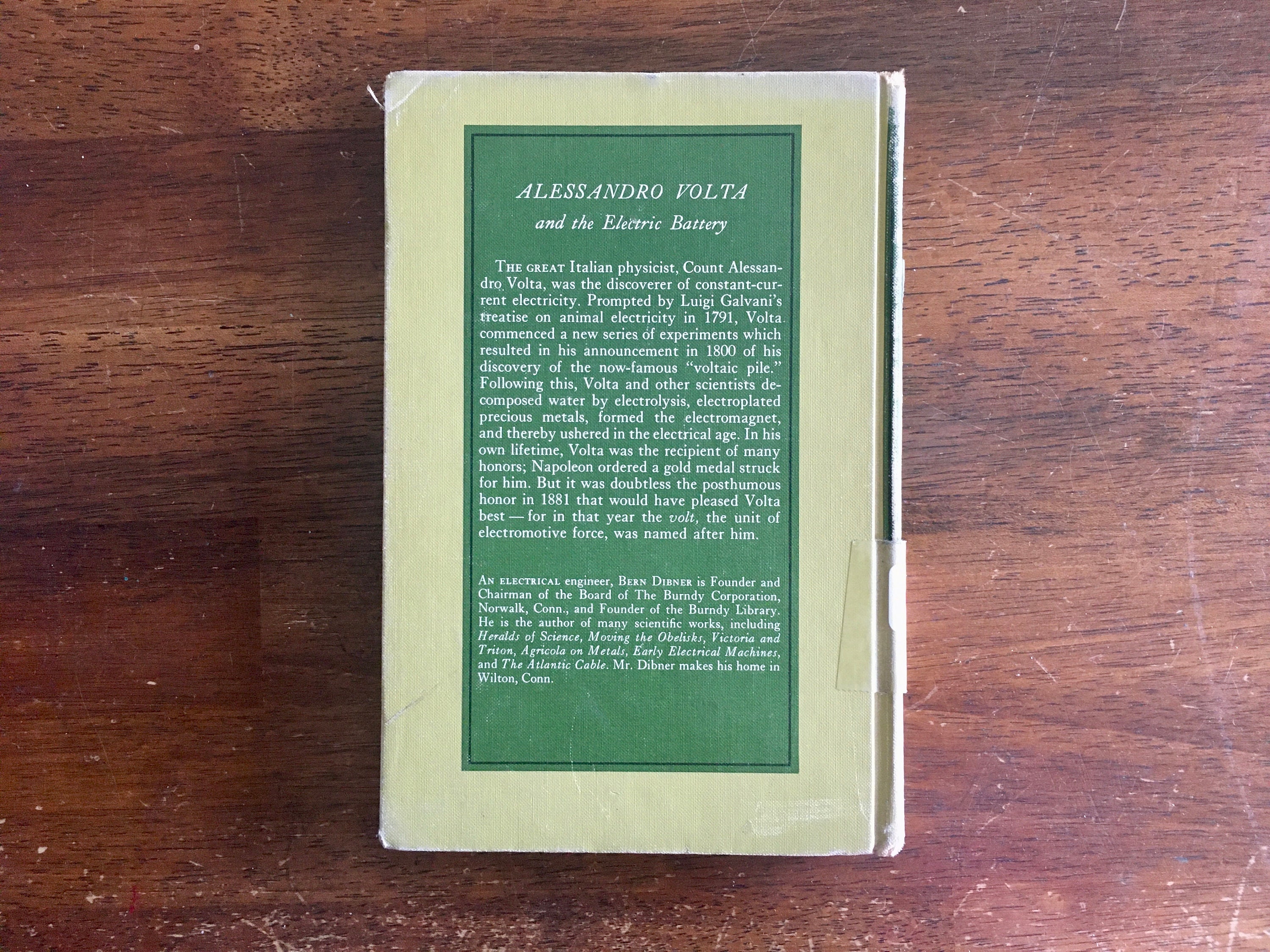 1964 Alessandro Volta and the Electric Battery by Bern Dibner, HC ...