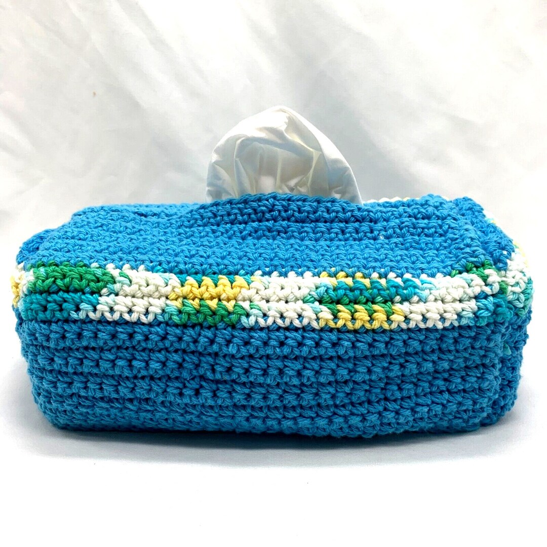 Facial Tissue Box Cover Rectangular Handmade Crochet Blue - Etsy