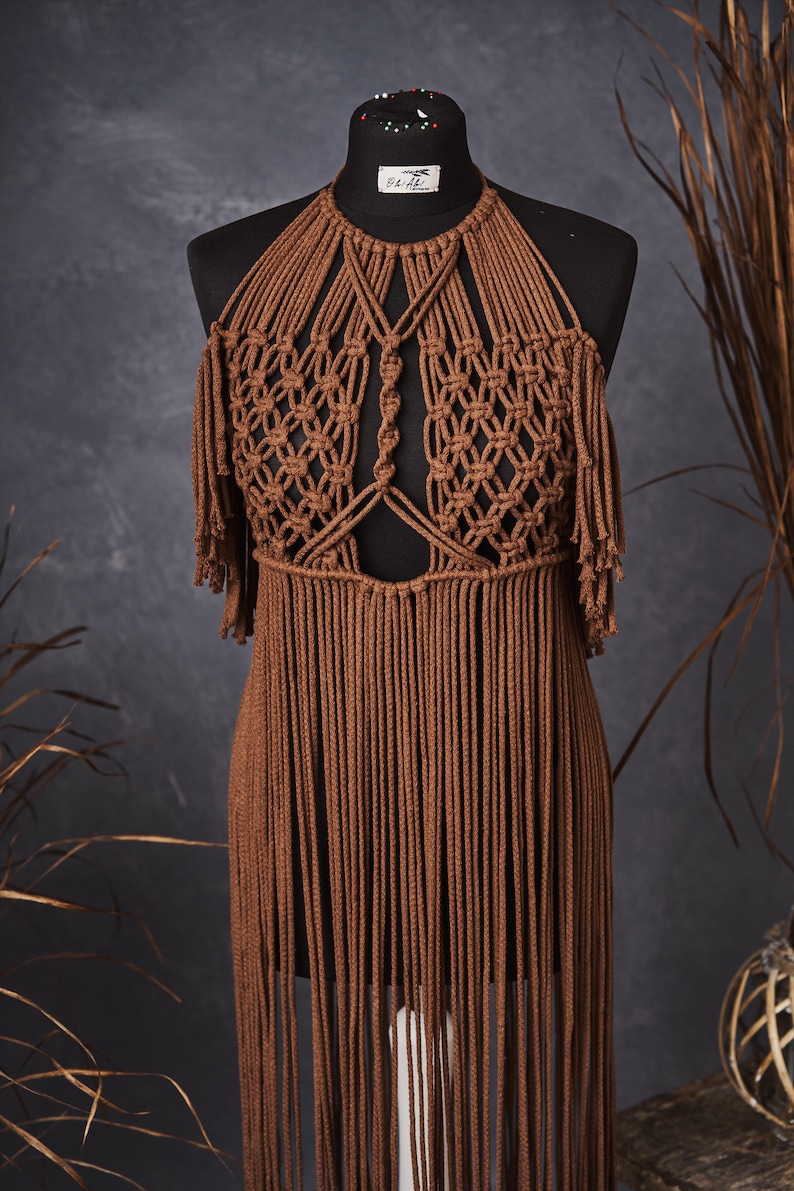 Brown Macrame Maternity Dress: Boho Photo Shoot Gown - Etsy