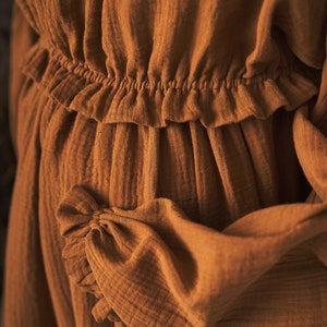 Rust Maternity Dress for Photo Shoot , Ready to Ship Bohemian Gown, Two ...